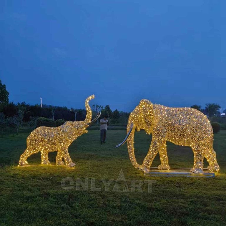 Wire Sculpture Elephant Art Statue For Sale