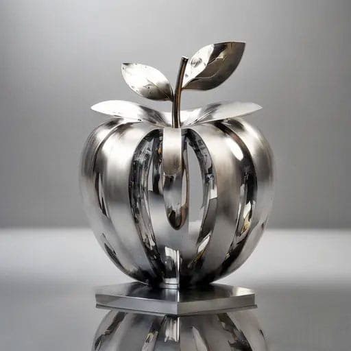 Metal Stainless Steel Big Apple Sculpture Fruit - salestatue