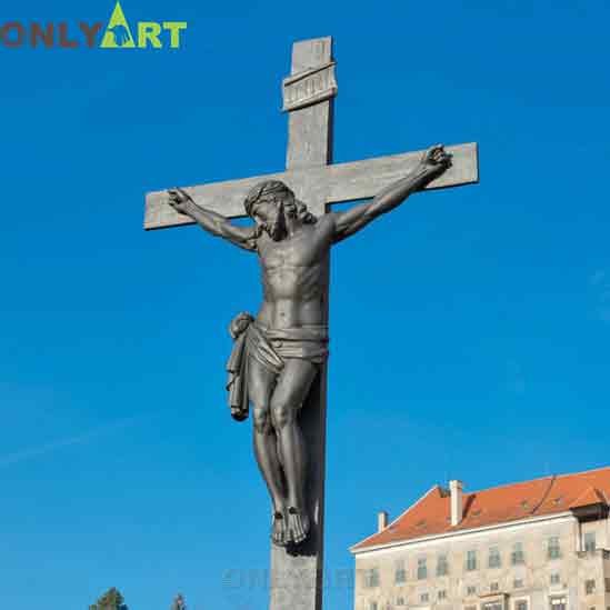Jesus Cross Sculpture Christ Bronze Statue - salestatue