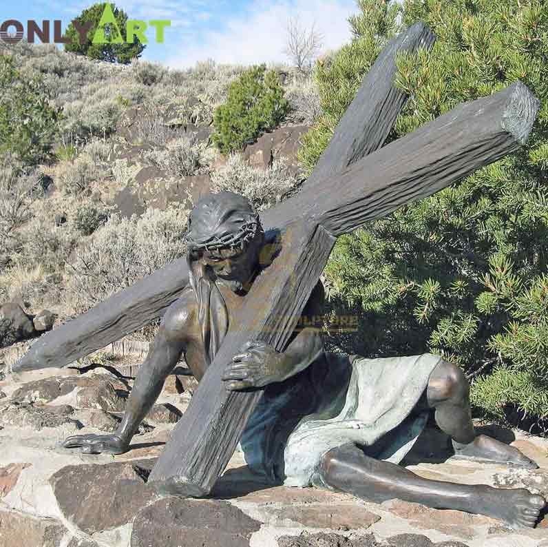 Jesus Cross Statue Church Jesus Carrying Cross Sculpture