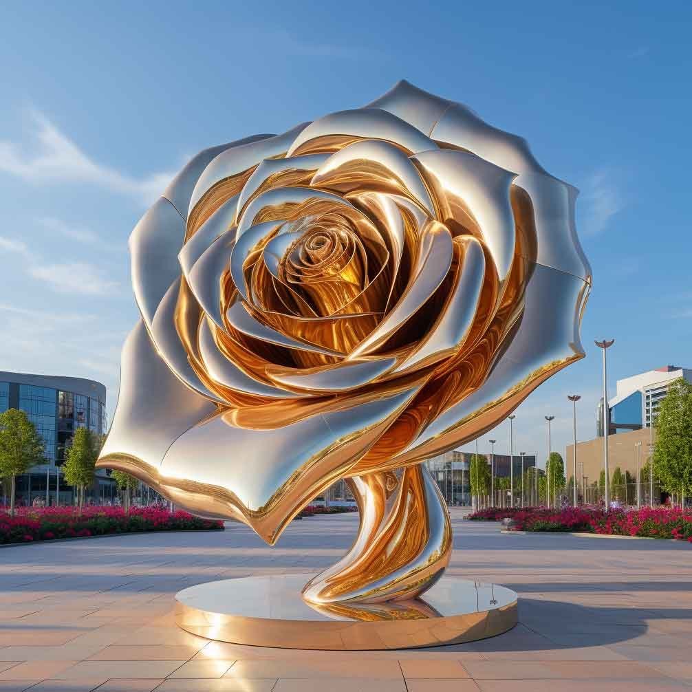 Metal 304 Stainless Steel Sculpture of Roses – salestatue