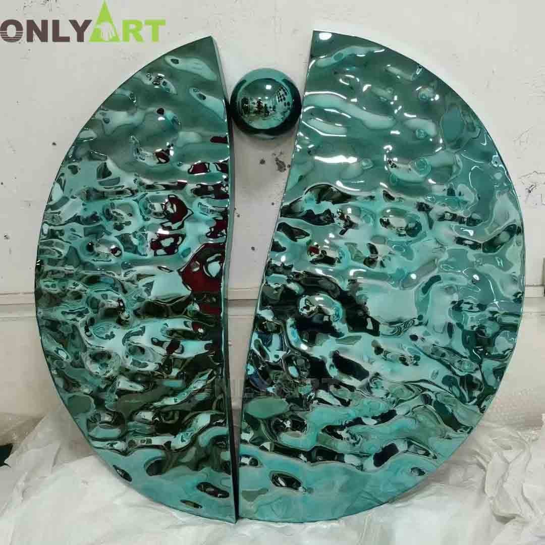 Contemporary Wall Sculpture Metal Green Disc - salestatue