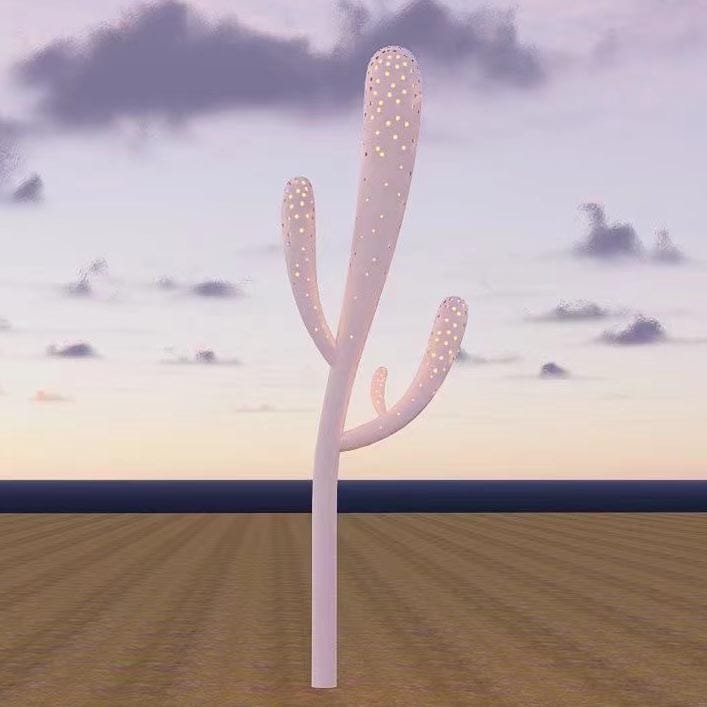 Custom Design Metal Cactus Sculpture Outdoor With Light