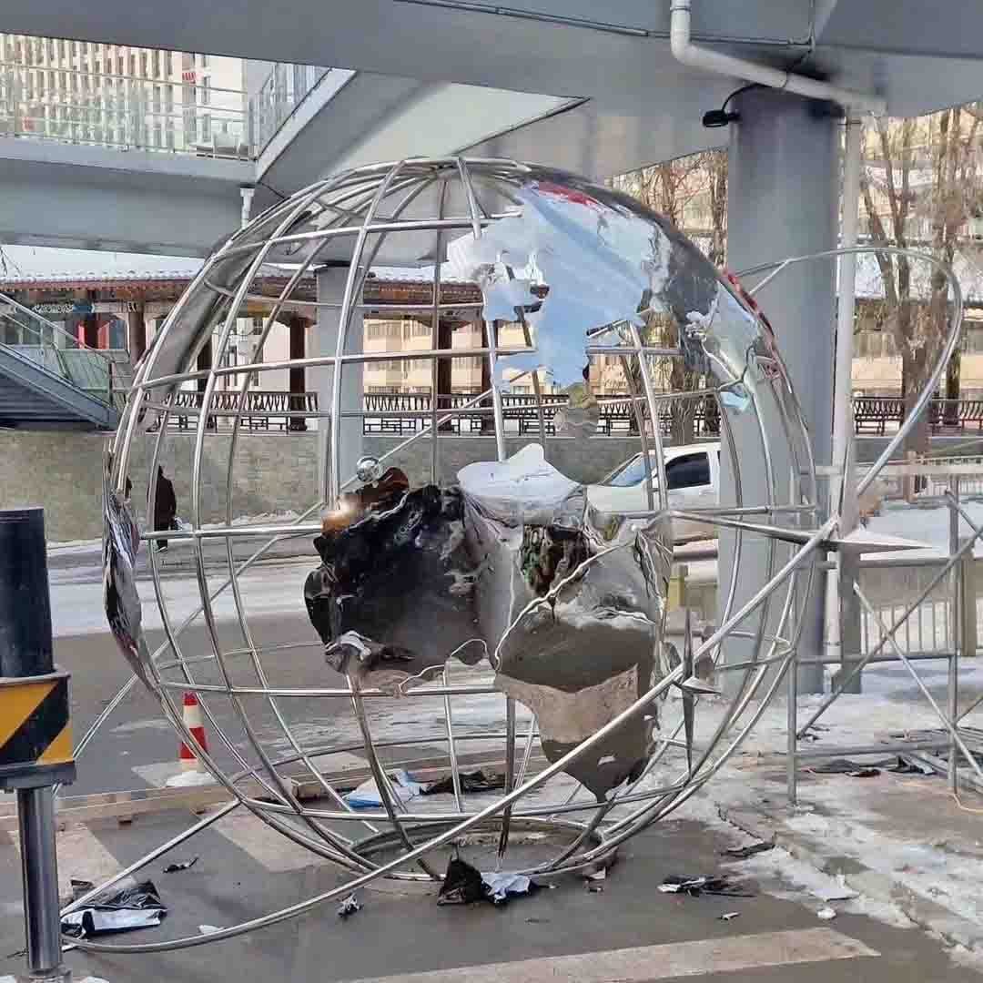 Custom Large Metal Columbus Circle Globe Sculpture - salestatue
