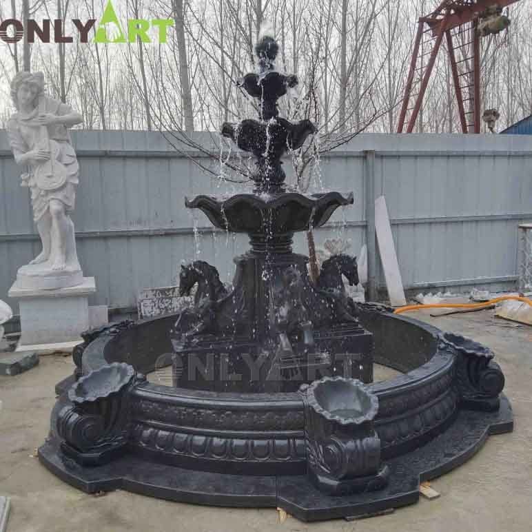 Black Horse Marble Water Fountain OAM-BHM6 - salestatue