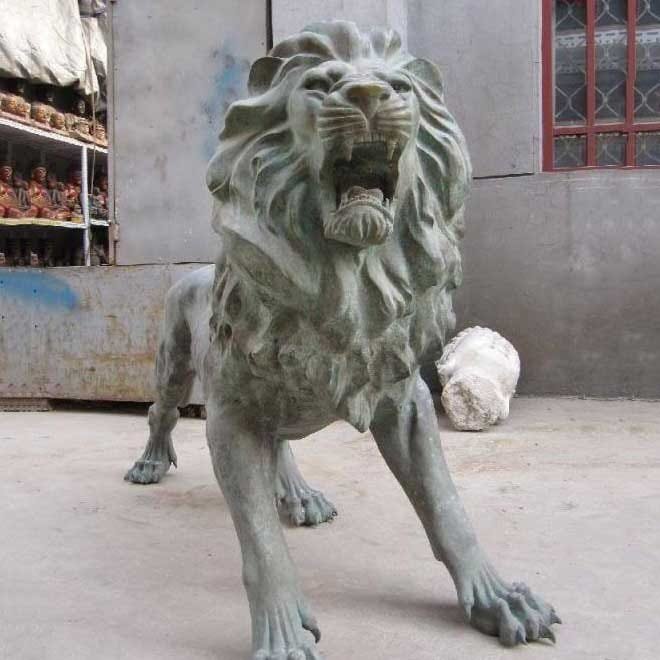 Lifesize Bronze Roaring Lion Statue - salestatue