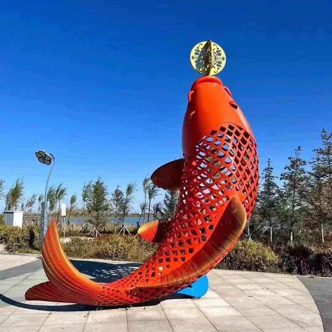 Project Custom Stainless Steel Carp Fish Sculptures - salestatue