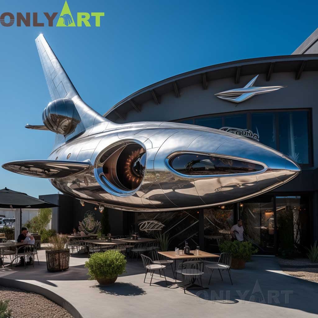304 Stainless Steel Metal Airplane Art Sculpture - salestatue