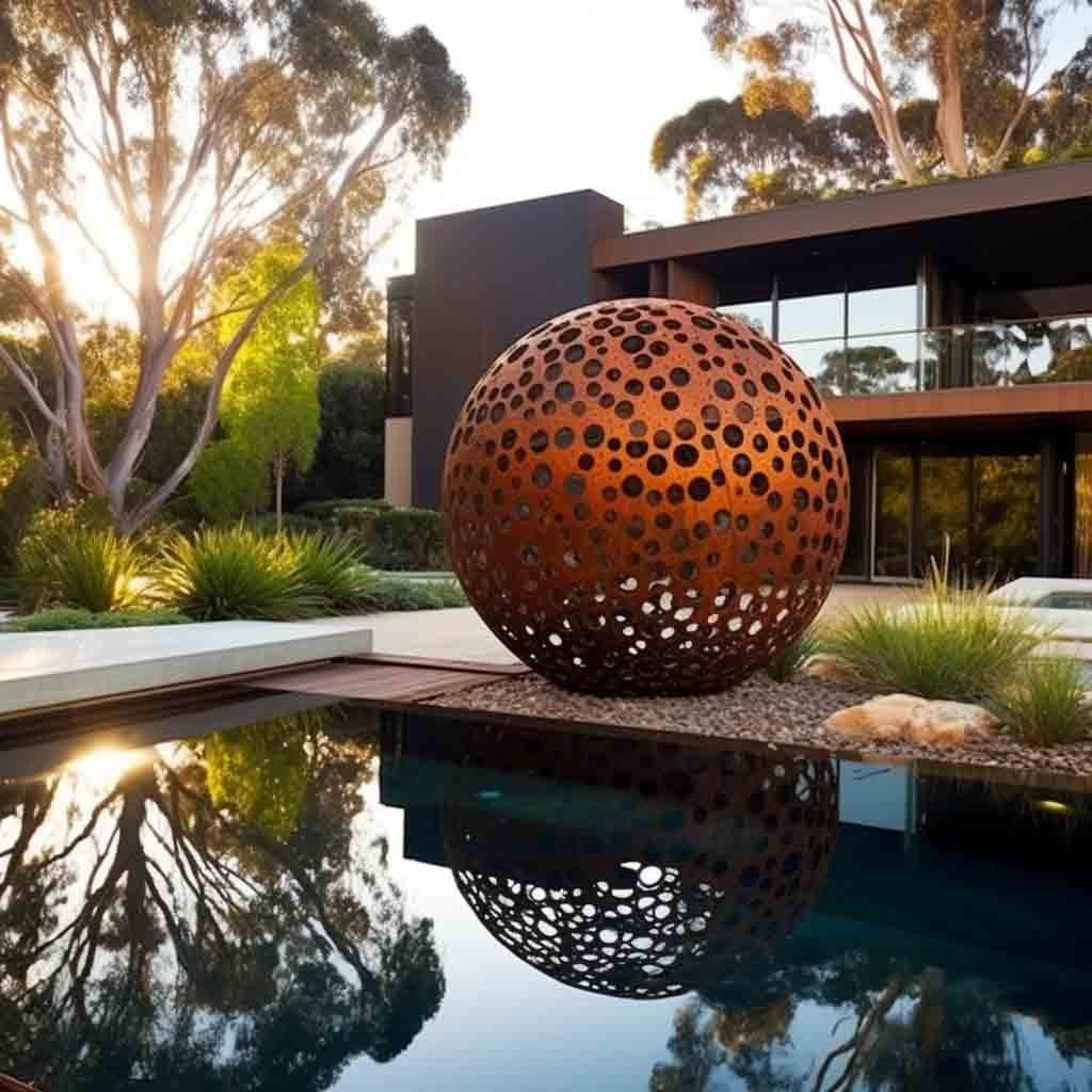 Outdoor Metal Ball Sculpture Corten Steel OAS-OMB6 - salestatue