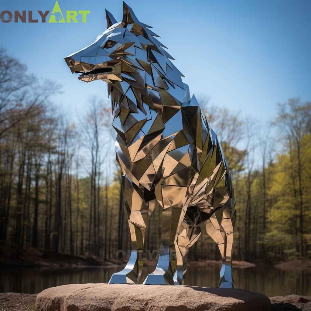 Abstract Metal Wolf Sculpture Garden Project - salestatue