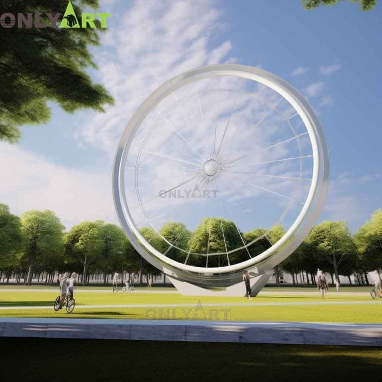 Custom Metal Color Wheel Bicycle Sculpture - salestatue