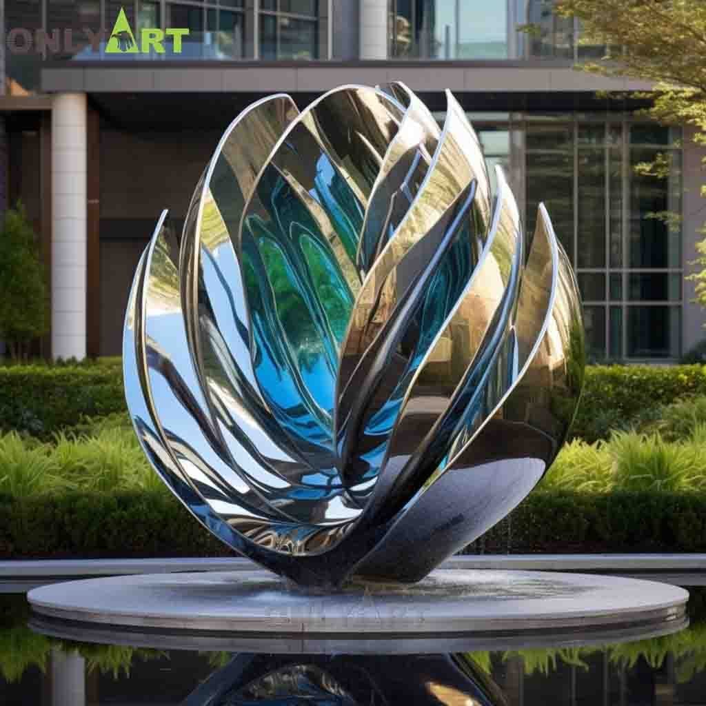 Large Abstract Metal Sculpture Flower Bud OAS-LAM7