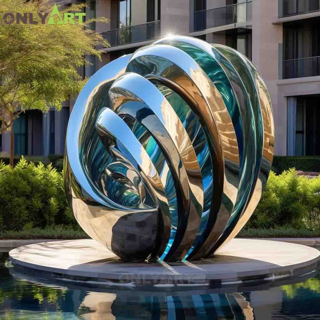 Large Abstract Metal Sculpture Flower Bud OAS-LAM7 - salestatue