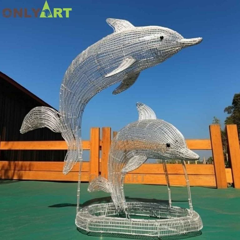 Dolphin Wire Sculpture Metal Animal - salestatue