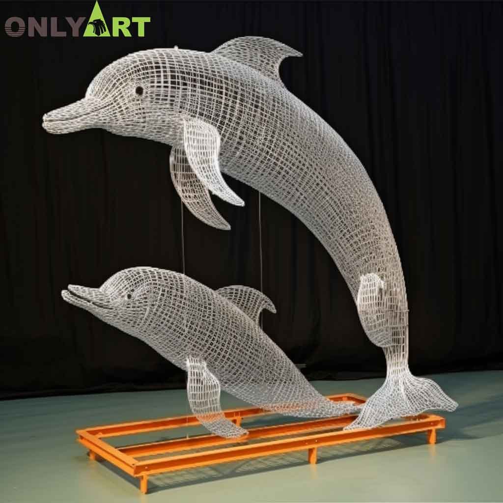 Dolphin Wire Sculpture Metal Animal - salestatue