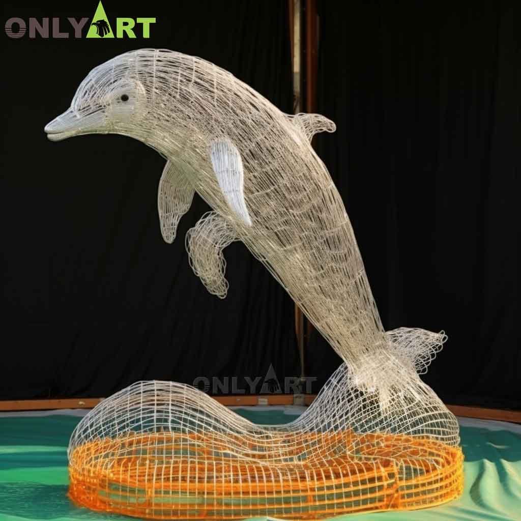 Dolphin Wire Sculpture Metal Animal - salestatue