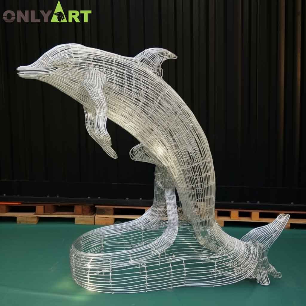 Dolphin Wire Sculpture Metal Animal - salestatue