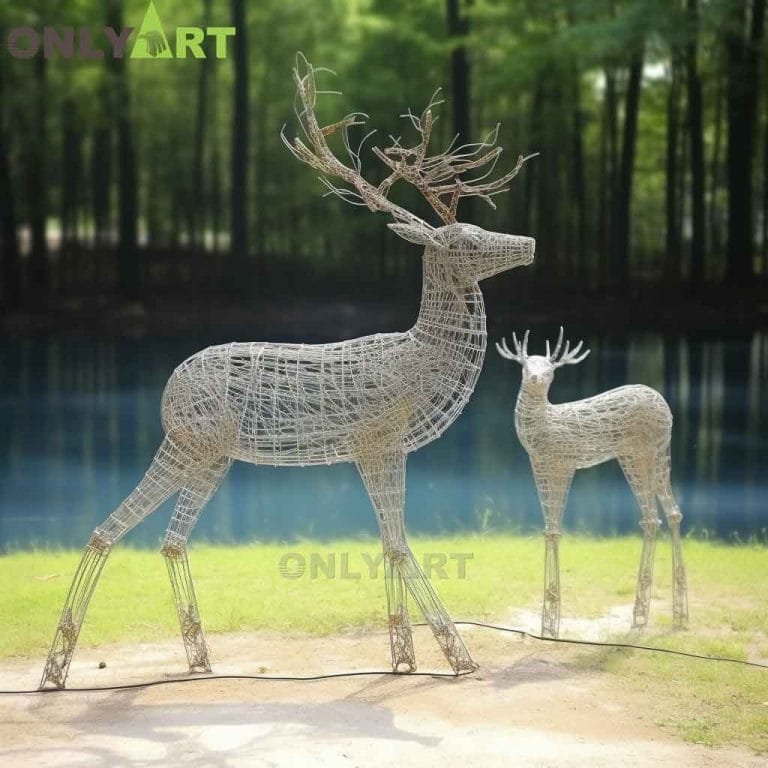 Wire Deer Sculpture Garden Decor - salestatue