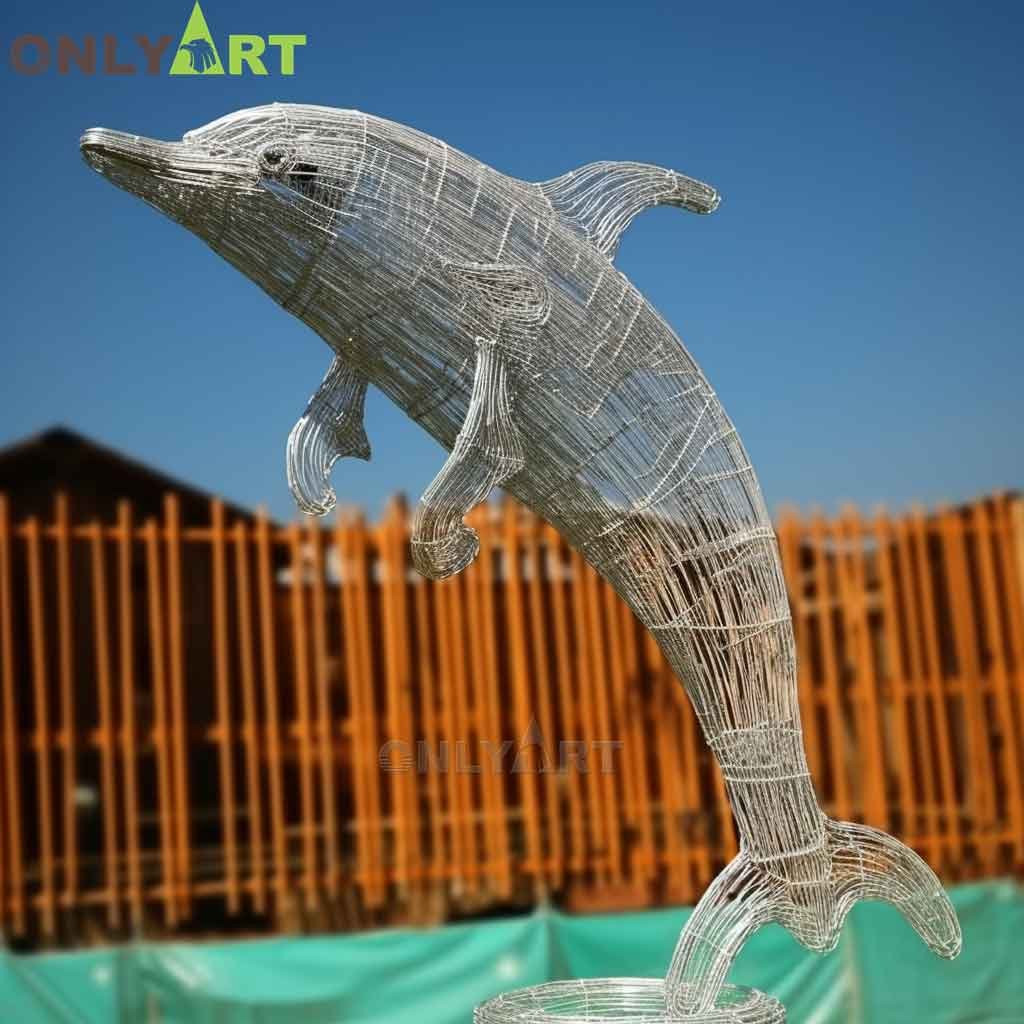 Dolphin Wire Sculpture Metal Animal - salestatue